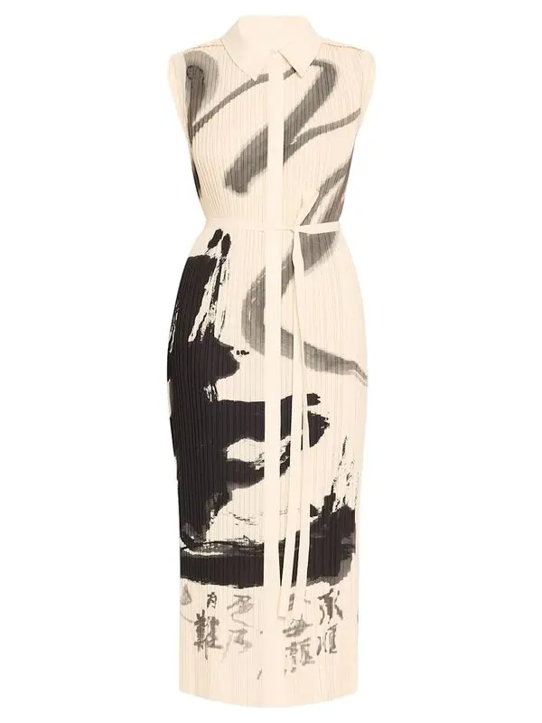 JASON WU Pleated Shirtdress With Tong Artwork - Calicoblack