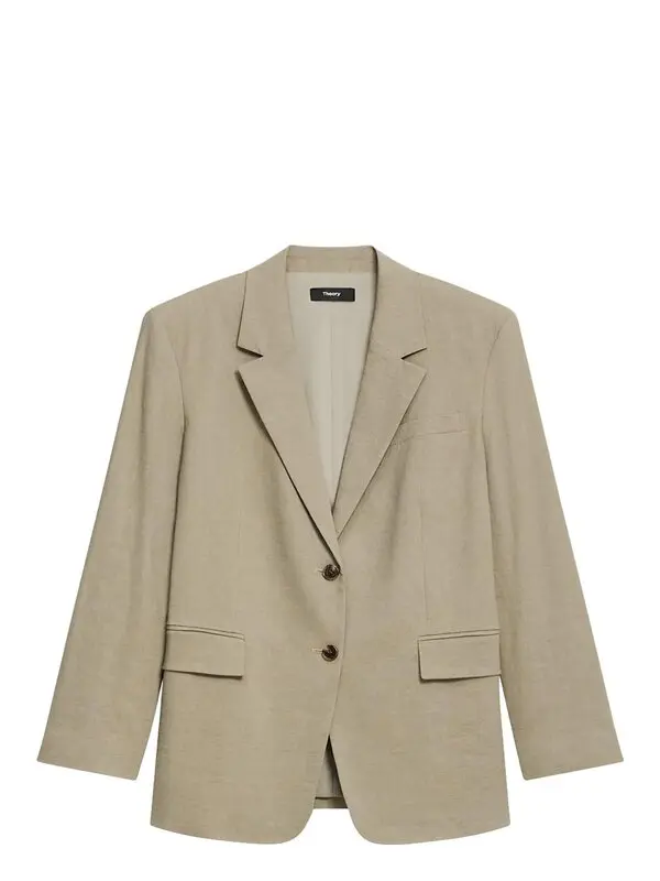 Theory Crunch Linen Oversized Blazer - Soft Taupe