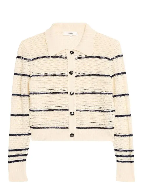 FRAME Shrunken Striped Cardigan - Cream Multi