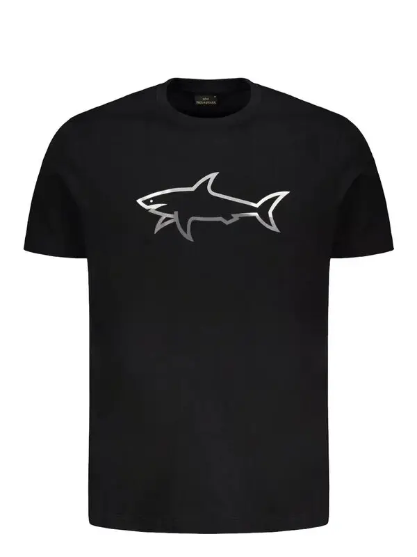 Paul & Shark Reflective Shark-print Cotton T-shirt - Black