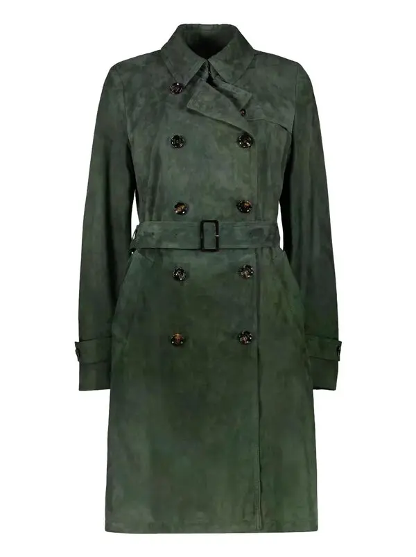 MOORER Avignon Sude Trench Coat - Green