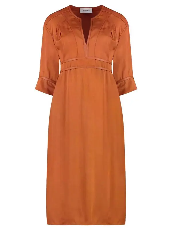 YVES SALOMON Crepe Midi Dress - Orange