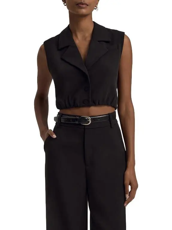 FAVORITE DAUGHTER The Audrey Crop Vest - Black
