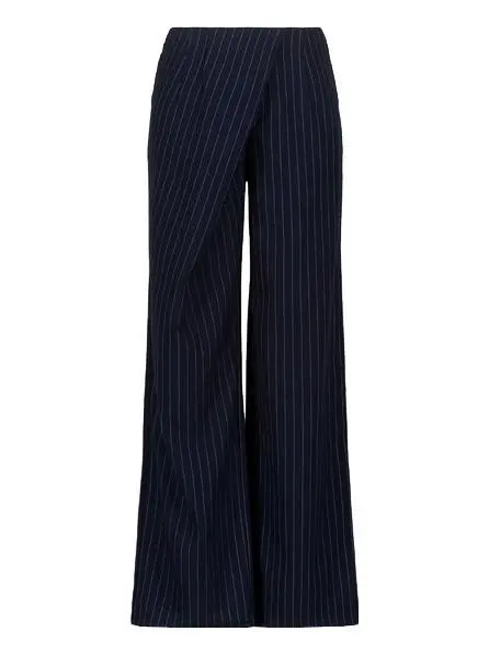 SAEMDI Pinstripe Wide-leg Trousers - Navy
