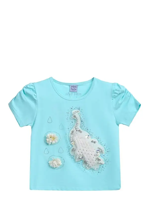 MIMI TUTU Peacock Applique T-shirt - Blue