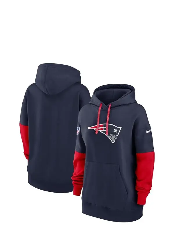 Nike New England Patriots 2024 Sideline Essential Fleece Pullover Hoodie - Navy