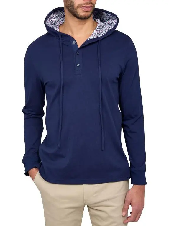 CON.STRUCT Slim Fit Solid Drawstring Hoodie - Navy