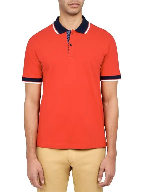 CON.STRUCT Slim Fit Solid Cotton Stretch Pique Polo - Red