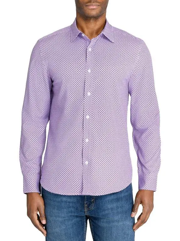 CON.STRUCT Slim Fit Mosaic Dot Recycled 4-way Stretch Performance Long Sleeve Shirt - Purple