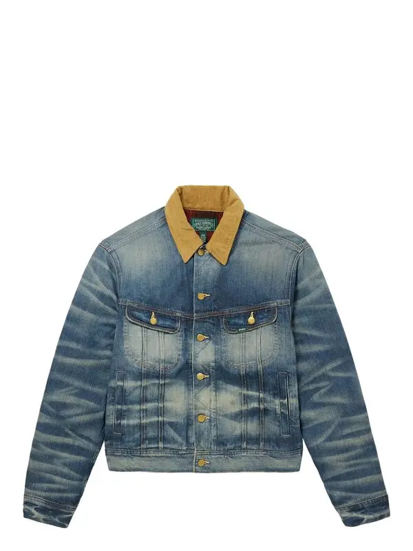 Ralph Lauren Corduroy-trimmed Denim Trucker Jacket - Blue