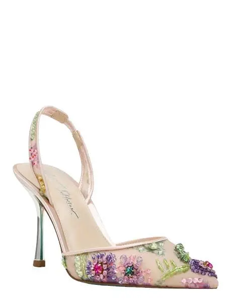 Betsey Johnson Velma Pointed Toe Slingback Pumps - Light Beige Multi