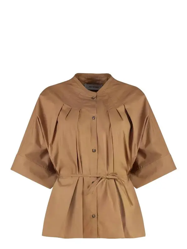 YVES SALOMON Belted Shirt - Brown