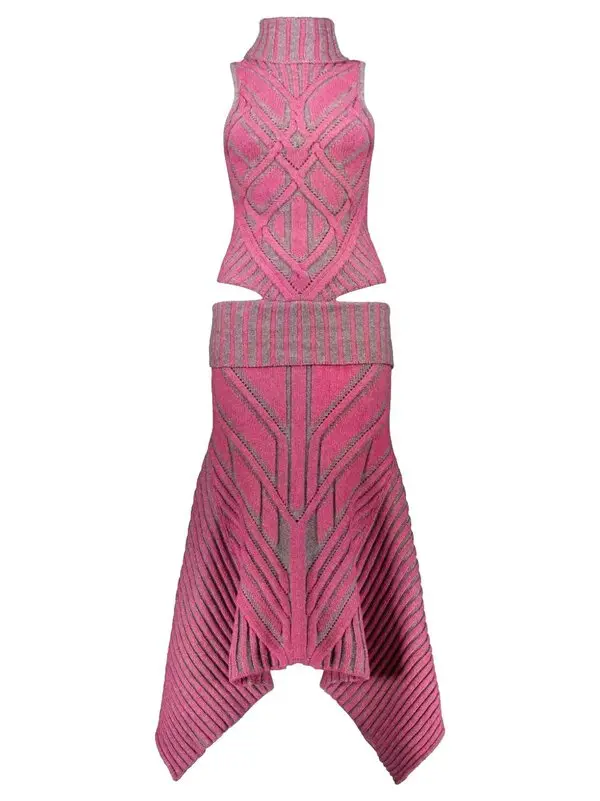 PAOLINA RUSSO Virgin Wool-blend Dress - Pink