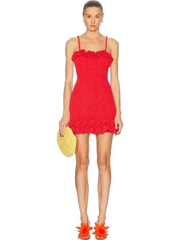PatBO Papillon Jacquard Flutter Mini Dress - Red