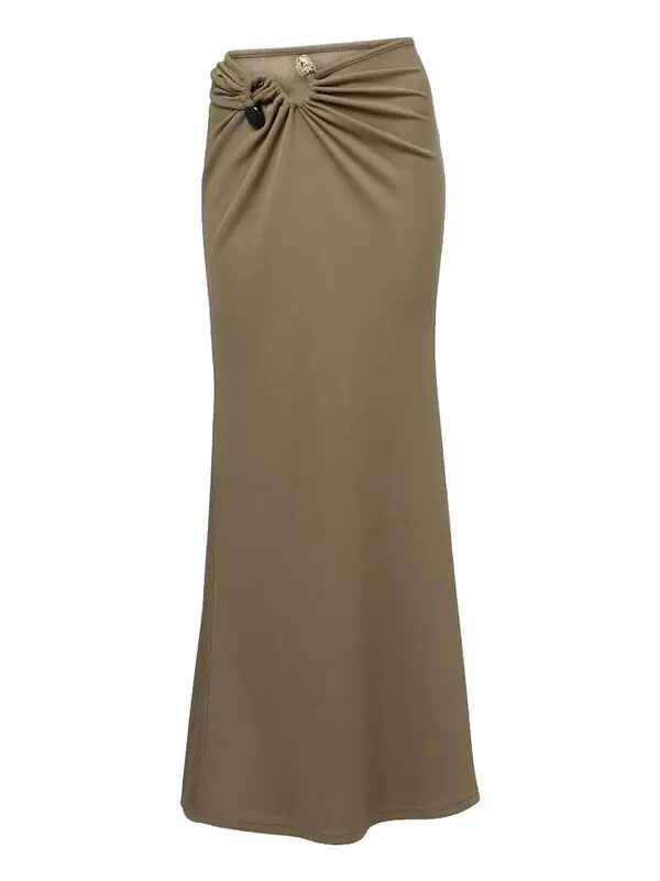 Christopher Esber Embellished Ruched Jersey Maxi Skirt - Green