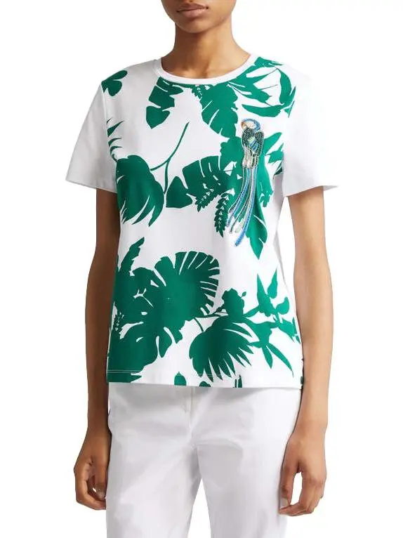 MAX MARA STUDIO Max Mara Won Crystal-embellished Parrot T-shirt - Green