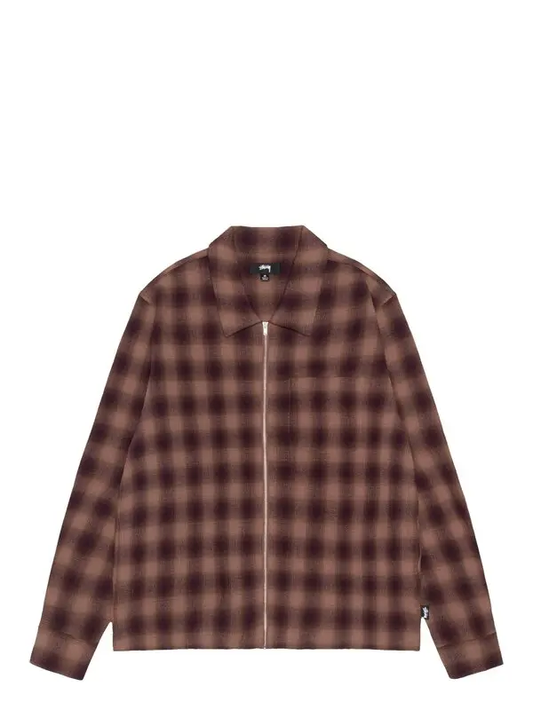 StÜssy Zip Twisted Yarn Plaid Shirt - Brown