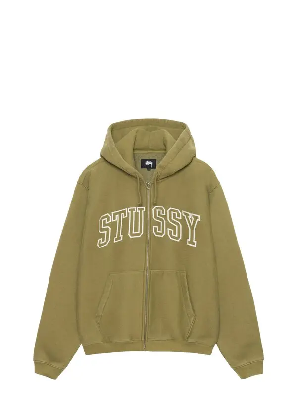 StÜssy Outline Zip Up Hoodie - Green