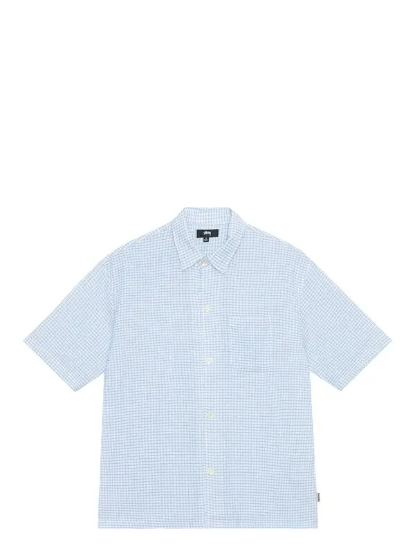 StÜssy Boxy Flat Hem Crinkled Shirt Check - Blue