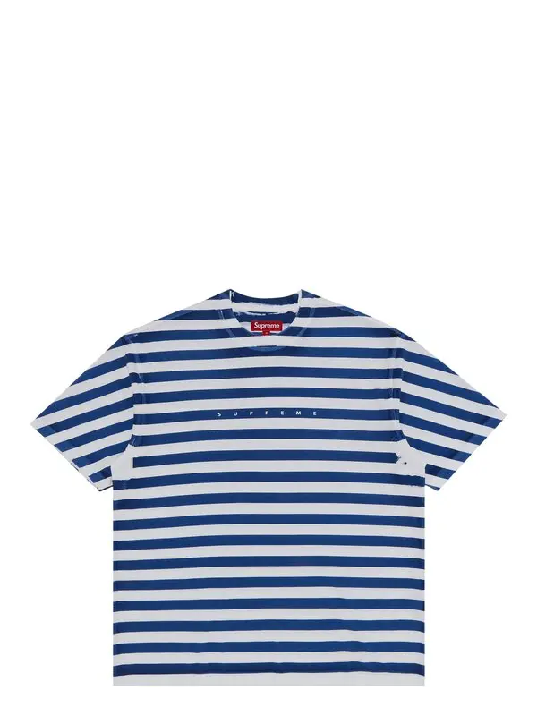 Supreme Overprint Stripe Short-sleeve Top 'navy - Blue