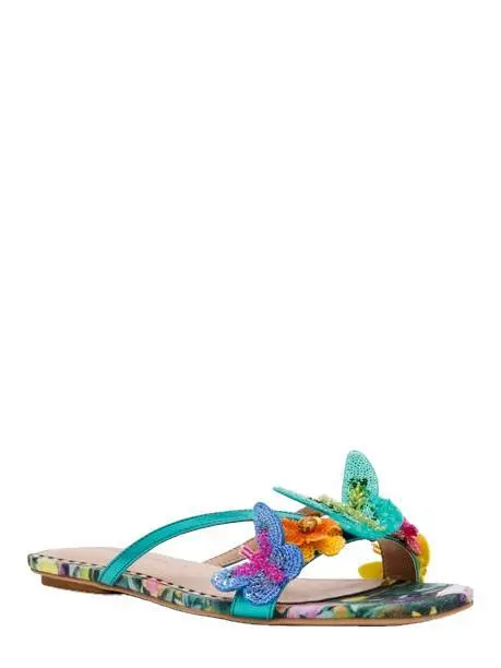 Betsey Johnson Sellena Slide Sandal - Teal Multi