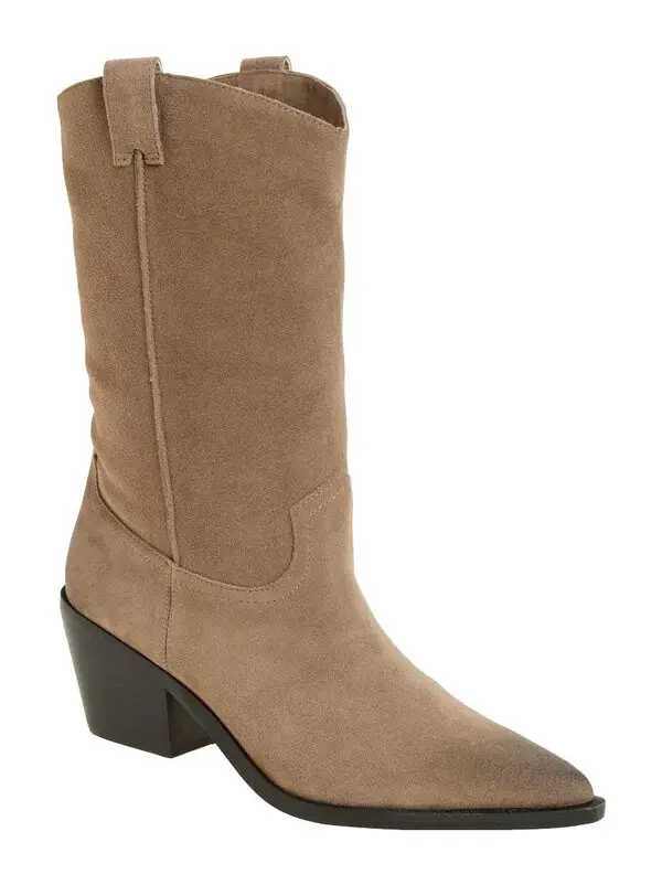 Steve Madden Stetson Suede Western Boot - Taupe Suede