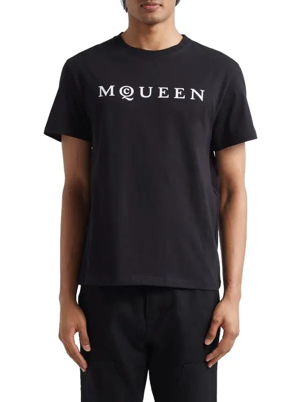 Alexander McQueen Logo Graphic T-shirt - Black/ White