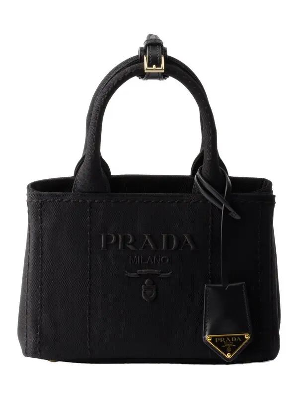 Prada Jardinière Mini Canvas Handbag - Black