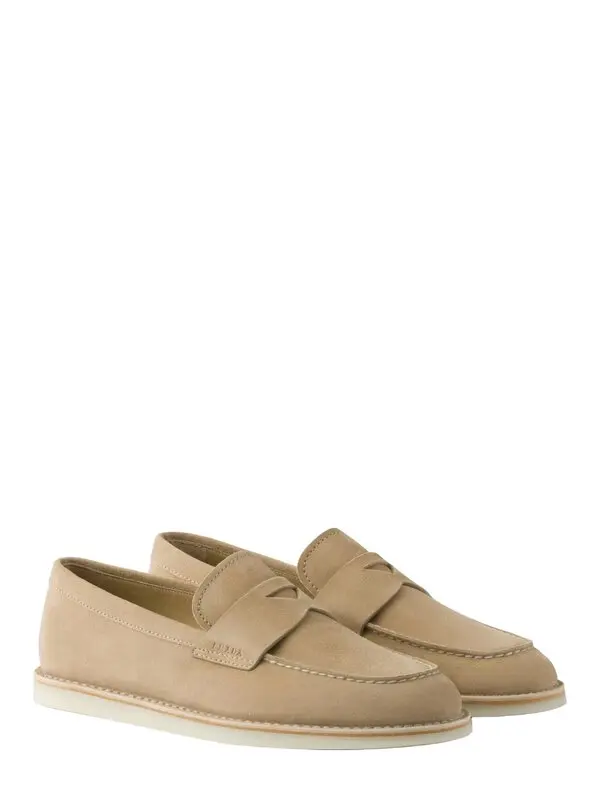 Prada Bleached Suede Loafers - Ecru