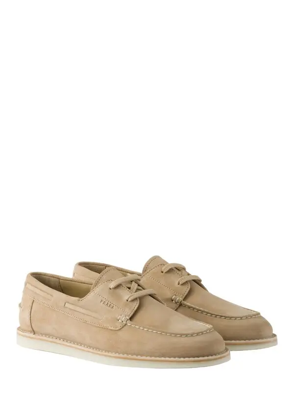 Prada Bleached Suede Loafers - Ecru