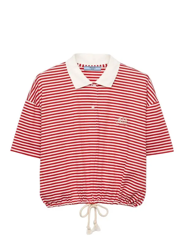 Prada Striped Jersey Polo Shirt - Red