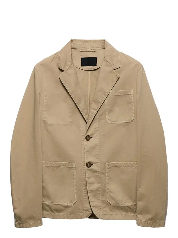 Prada Single-breasted Cotton Jacket - Neutral