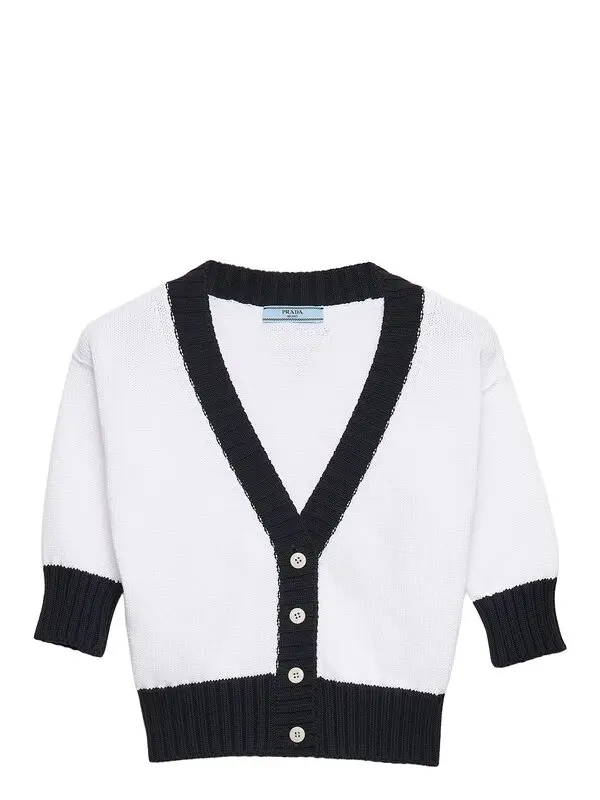 Prada Cotton Cardigan - White/blue