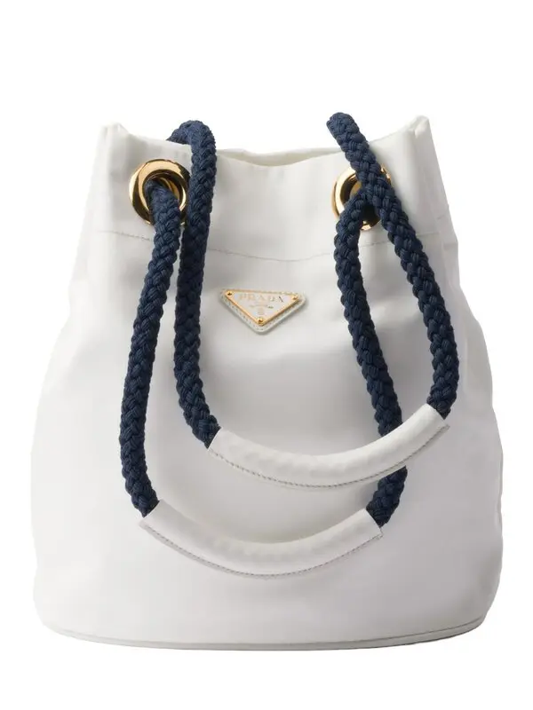 Prada Small Re-nylon Bucket Bag - White