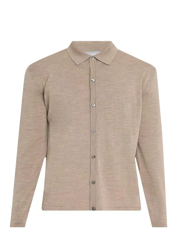 Bergdorf Goodman Wool Overshirt Cardigan - Beige