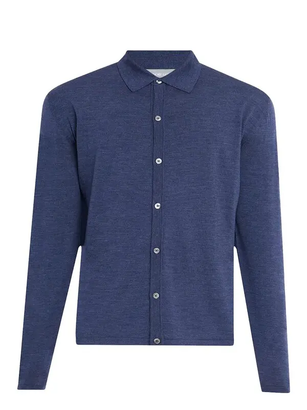 Bergdorf Goodman Wool Overshirt Cardigan - Blue