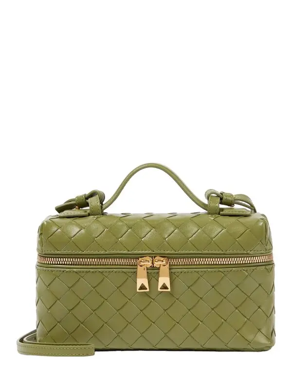 Bottega Veneta Intrecciato Leather Vanity Bag - Green