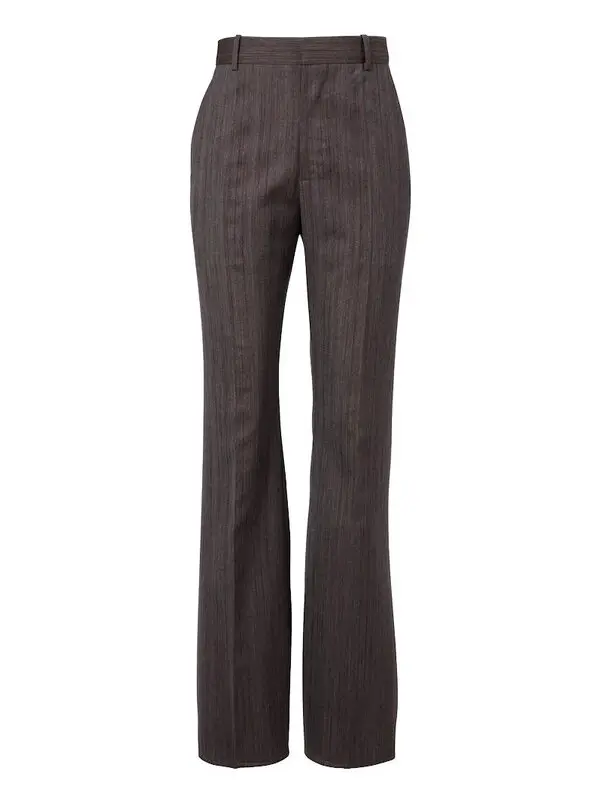 Bottega Veneta High-rise Flared Wool Pants - Grey
