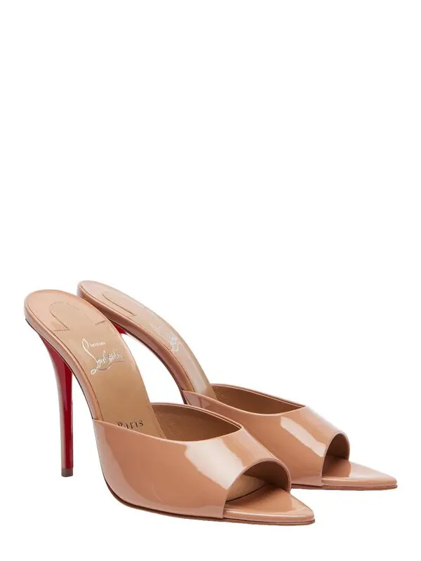 CHRISTIAN LOUBOUTIN Miss Z 100 Patent Leather Mules - Beige