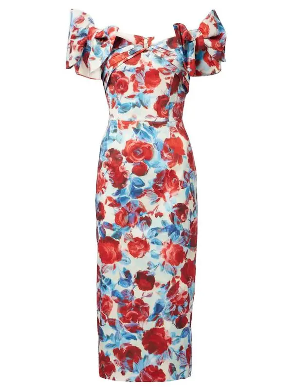 Rebecca Vallance Fleurette Floral Taffeta Midi Dress - Multicoloured