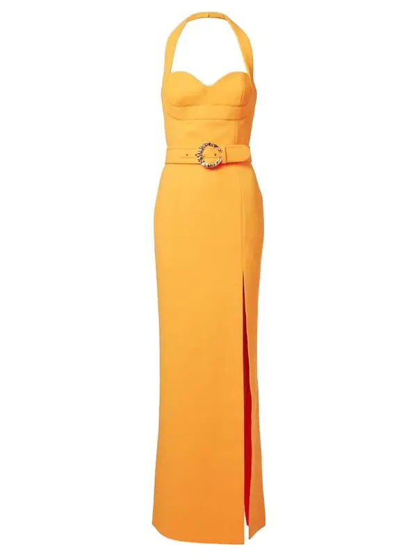Rebecca Vallance Belted Halterneck Maxi Dress - Orange