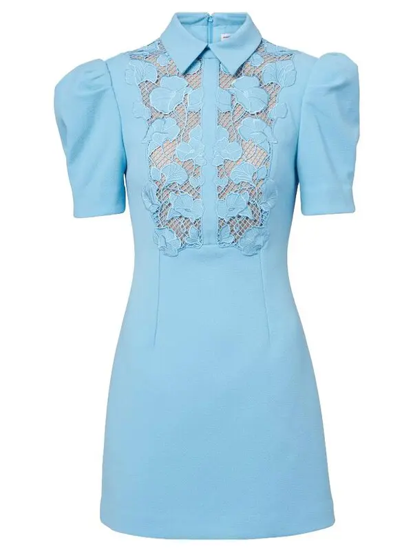 Rebecca Vallance Skye Lace-trimmed Crêpe Minidress - Blue