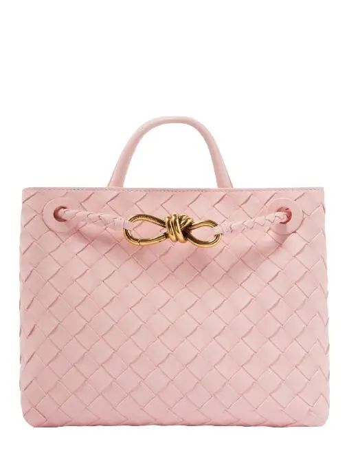 Bottega Veneta Andiamo Small Intrecciato Leather Tote Bag - Pink