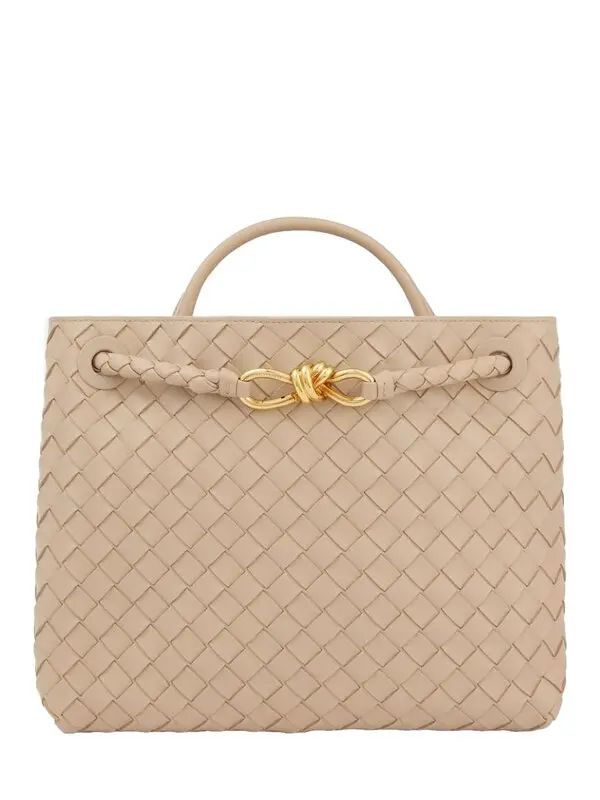 Bottega Veneta Andiamo Intrecciato Medium Leather Tote Bag - Beige