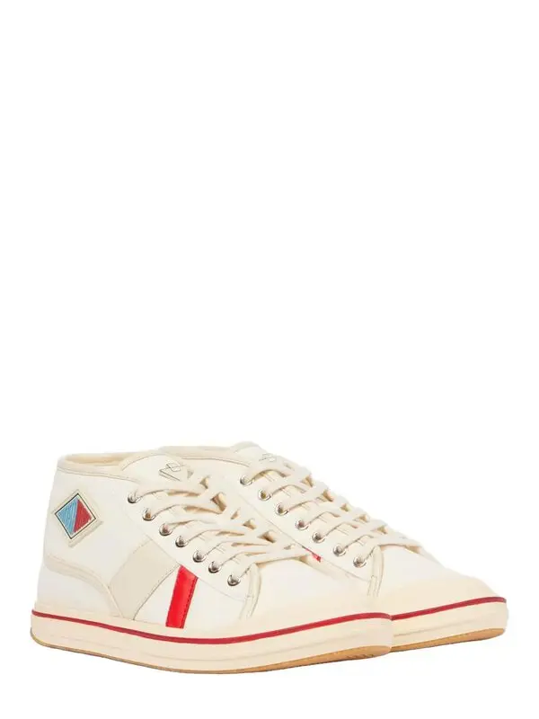 Bottega Veneta Leather-trimmed Canvas High-top Sneakers - White
