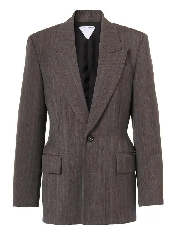 Bottega Veneta Striped Wool Blazer - Grey