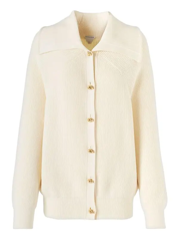 Bottega Veneta Knot Ribbed Knit Cardigan - White