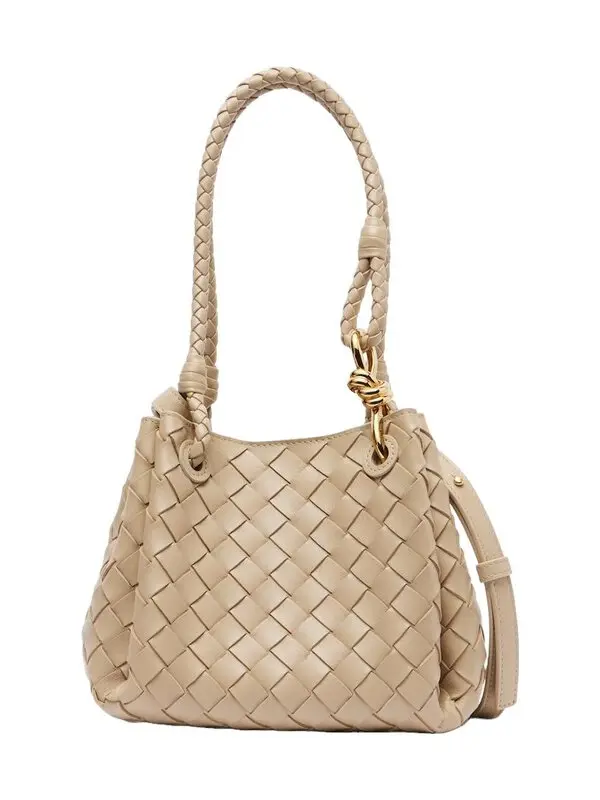 Bottega Veneta Small Intrecciato Leather Parachute Tote - Beige