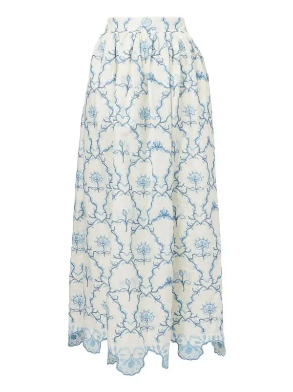 Agua Bendita Tangelo Floral Maxi Skirt - White