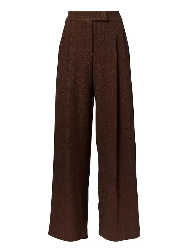 Max Mara Aereo Wide-leg Cotton-blend Pants - Brown